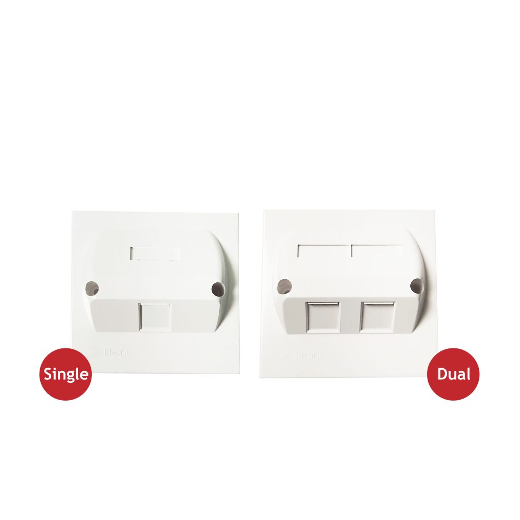 ADC Krone 1Port / 2Port UK Style Angled Network Faceplate RJ45 (with ...